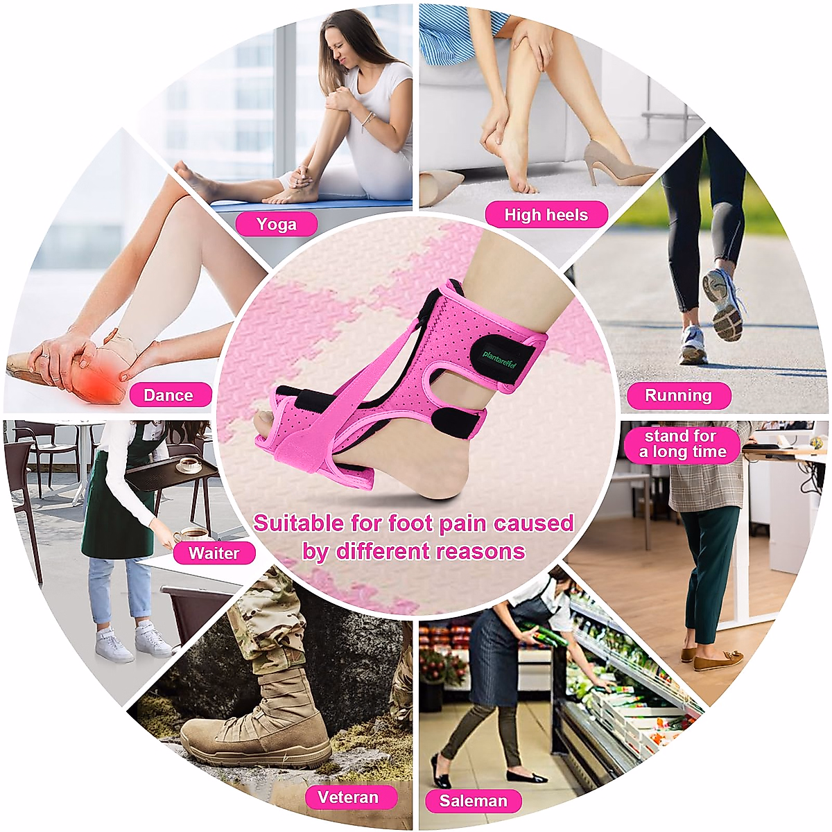 Plantarelief Plantar Fasciitis Night Splint: Plantar Fasciitis Relief Heel Pain for Women Men - Plantar Fasciitis Brace Arch Support - Dorsal Night Splints Relief Achilles Tendonitis Foot Drop