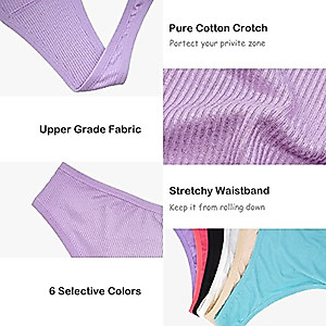 Umiehary 6 Pieces Ribbed Cotton Women High Cut Stretch T Back Thongs Active Panties Size XLarge