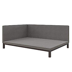 DHP Dale Upholstered Daybed/Sofa Bed Frame, Full Size, Grey Linen