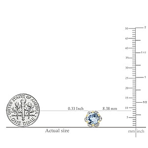 Dazzlingrock Collection 6mm Each Round Aquamarine with White Diamond Cluster Flower Shape Screw Back Stud Earrings for Women in 14K Yellow Gold