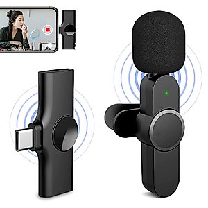 XSUID Wireless Lavalier Microphone,Upgraded (Plug-Play) Lapel Microphone for Type-C,Mini Wireless Mic with Noise Canceling Auto Sync for Youtubers Facebook TikTok Live Stream Vloggers (Type C)