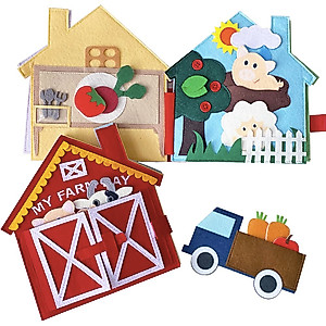 MOVEBO- Quiet Book Toddler Book (My Farm Day),Farm Animals Activity Busy Book,Felt Book,Quiet Book for Toddlers and Children