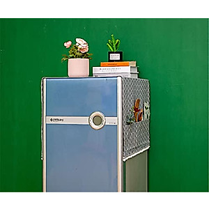 Dezapuby Dust-Proof Refrigerator Cover Cotton Washing Machine Top Protector with Side Storage Bags Universal Cover Cloth for Home and Kitchen (Gray Arrow)