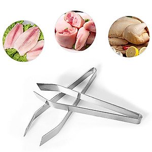 Daycount® Pack of 2 Fish Bone Tweezers, Chicken Feather Tweezer Stainless Fishbone Picker, Clean Tongs Salmon Bone Removal Durable Dishwasher Safe 4.7''