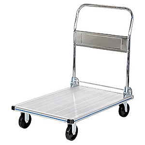Vestil AFT-36-NM Aluminum Folding Platform Truck with Single Handle and 5" Non-Marking Polyurethane Casters, 600 lbs Capacity, 36" Length x 24" Width x 8-3/8" Height