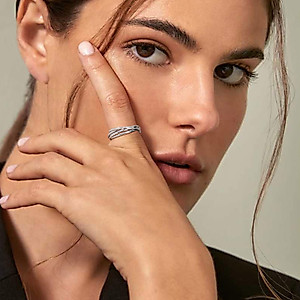 ChicSilver 925 Sterling Silver Rings for Women Men Skinny Plain Dome Multi Interlocked Rolling Stackable Eternity Rings Wedding Band Size 10