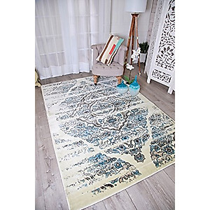 Distressed Rugs for Living Room Clearance (Medium 5'x8', Ivory)