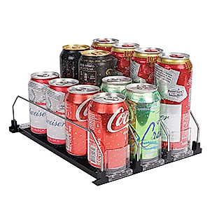 BingoHive Automatic Soda Can Organizer for Refrigerator Can Dispenser for Beer Soda Seltzer Drink Pop Can Soda Organizer for Refrigerator 12 Standard Size 11.15oz 12oz 16oz 16.9oz Cans Holder Storage