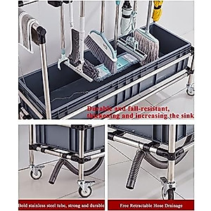 DHWDPO Mop rack, Movable Commercial Cleaning Tool Holder,Broom and Mop Holder, Umbrella Stand Put Wet Mops, for Garages, Hotels, Schools, Restaurants