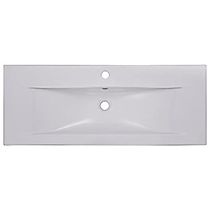 Built-in Basin 39.8"x15.6"x7.3" Ceramic White,Elegant Ceramic Wash Basin with Overflow for Modern Bathroom and Washroom Bath Fixtures，Bathroom Sinks