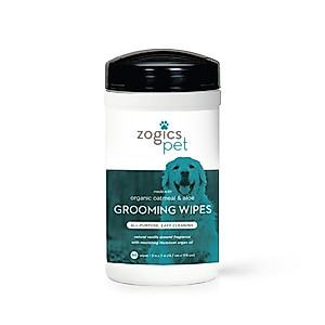 Zogics Pet Multi-Purpose Dog Grooming Wipes with Organic Oatmeal & Aloe - Thick, Hypoallergenic Wipes for Spot Cleaning and Between Baths (50 Wipes)