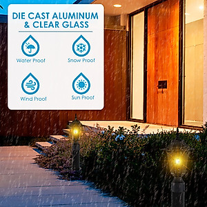 GRUENLICH Outdoor Post Lighting Fixture Pole Lantern, E26 Medium Base Max 60W, Aluminum Housing Plus Glass, Bulb Not Included, Black Finish, 1 Pack