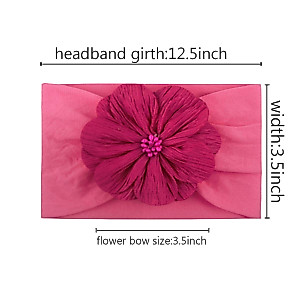 CellElection 12PCS Baby Flower Headbands Handmade Flower Hair Bow Knotted Soft Nylon Hairbands Turban Head Wrap Hair Accessories for Baby Girls Newborns Toddlers Infants