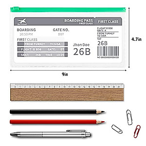 LABUK 25pcs Poly Zip Envelope, 9 x 4.7 Inches, Clear Pencil Pouch with Label Plastic Reusable Envelopes with Zipper, A6 Pencil Bags for Cash Money School Office Supplies, Muti-Color