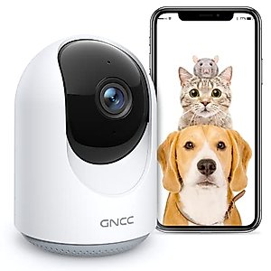 GNCC Pet Camera, Indoor Camera for Baby/Pet/Security with Night Vision, Dog Camera, 2-Way Audio, 2.4G WiFi, 360° PTZ Remote Control(Manual Up and Down), Smart Detection, SD&Cloud Storage, P1