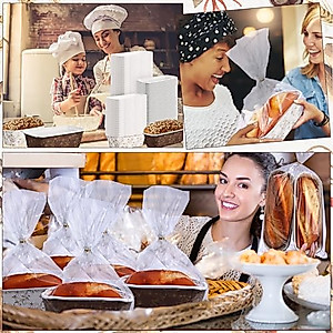 Maxcheck 100 Pcs Paper Loaf Pans 6.3 x 2.2 x 2.2 Inch Disposable Loaf Pan Liners with Clear Plastic Bags and Ties Paper Rectangle Baking Mold for Bread Cake Bakery(White, Coffee)