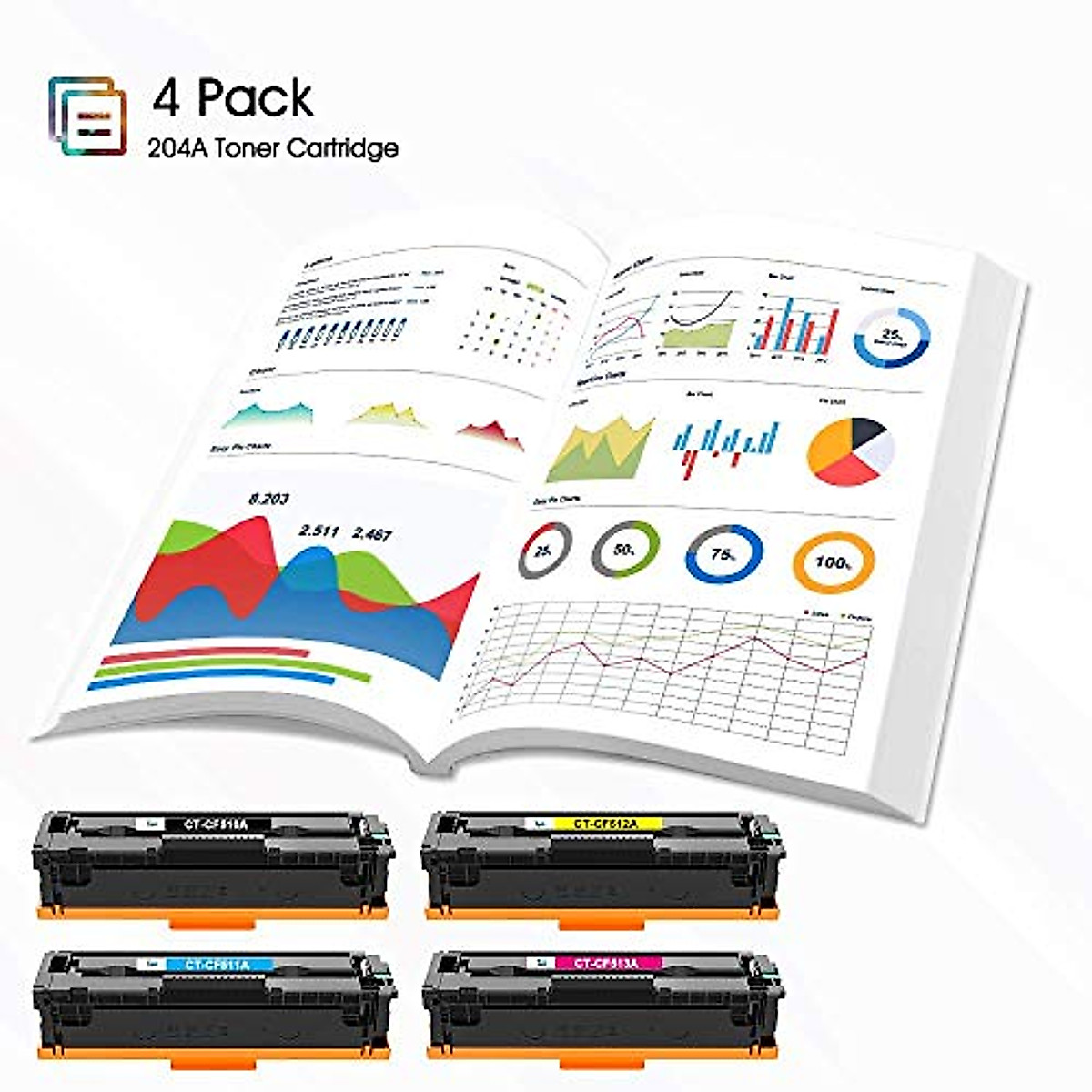 Cool Toner Compatible Toner Cartridge Replacement for HP 204A CF510A Toner Color LaserJet Pro MFP M180nw M180n M181fw M154nw M154a CF511A CF512A CF513A Printer (Black Cyan Yellow Magenta, 4-Pack)