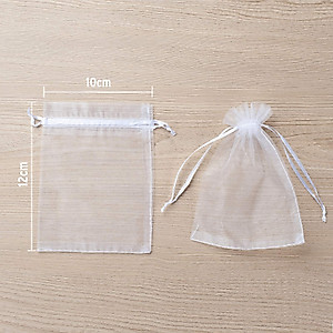 MAZYPO 100 PCS Organza Gift Bags 4x5 White Wedding Party Favor Bags Mesh Gift Bags, Jewelry Pouches for Party, Baby Shower, Christmas, Valentine's Day, Candy Favor Bags