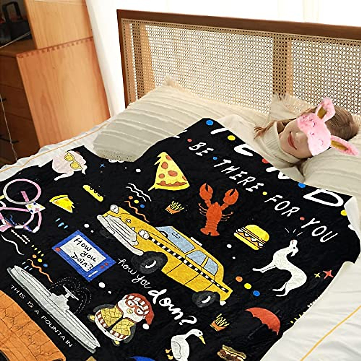 Friends Blanket,Friends TV Show Gifts,Friends TV Show Merchandise,Double Sided Print Throw Soft Warm Lightweight Blanket for Friends Fans Birthday Christmas,Home Living Room Decor Black 51"x59"