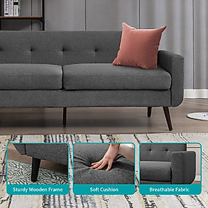 BALUS 80" W Sofa Couch, Upholstered Modern Couch Oversized Loveseat Button Tufted with Thickened Cushion, Mid Century Furniture for Living Room/Bedroom/Apartment Office, Easy Assembly