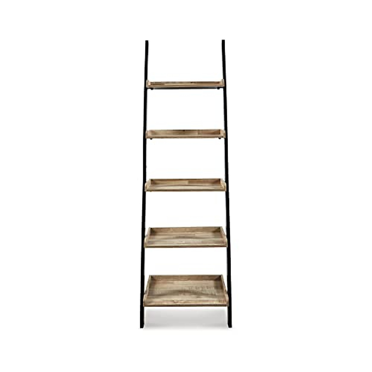 Signature Design by Ashley Gerdanet Urban Industrial 4 Shelf Ladder Bookcase, Light Brown & Black