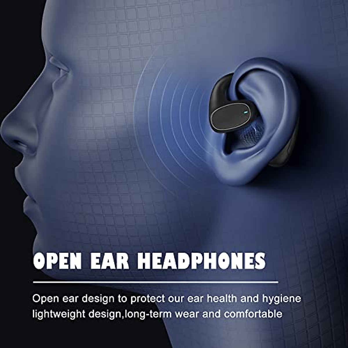 Houlyn Open Ear Headphones Wireless Bluetooth Bone Conducting Earbuds with Earhooks Sports Workout Running Earbuds with Charging Case Waterproof Open Ear Earbuds Built in Mic