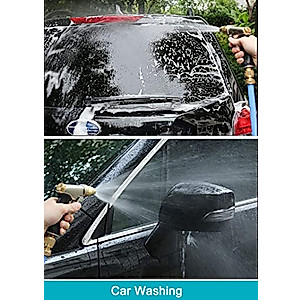 ESOW Garden Hose Nozzle 100% Heavy Duty Metal, Full Brass Nozzle & ABS Non-slip Ergonomic Grip, 4 Watering Patterns, High Pressure Metal Spray Gun for Watering Plants, Car Wash and Showering Dog