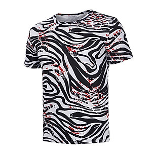 YOMXL T Shirt for Men Zebra Black White Striped Short Sleeve O-Neck Tops Crew Neck Tees