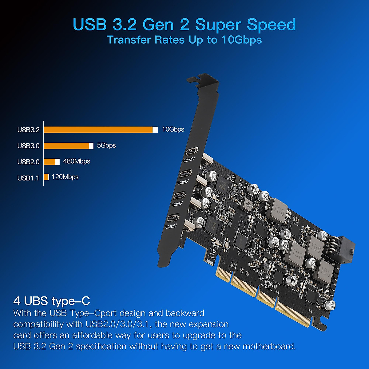 Sinefine 5 Ports USB 3.0 PCI Express (PCIe) Expansion Card (3 USB Type-A and 2 USB Type-C Ports)