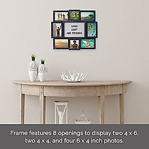 Melannco Customizable Letterboard 8-Opening Photo Collage, 19 x 17 inch,Distressed Black