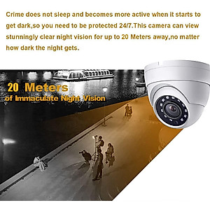 5MP Analog Coax Dome TVI CVI CCTV Surveillance Security Camera, 2.8mm 100° Wide Viewing Angle, 65ft IR Night Vision, Outdoor, Full Metal Housing, ONLY Compatible with 5MP and 8MP DVR