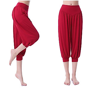 LKXHarleya Women Modal Harem Yoga Pants Loose Casual Fold Over Pilates Capri Pants Yoga Pants