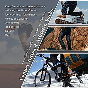 Kodal Copper Ankle Socks, Athletic Low Cut Running Socks for Men Women, Moisture Wicking, Odor Control, Breathable for Sweaty Feet (5 Pairs)