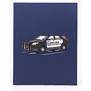 Liif Police Car 3D Greeting Pop Up Father's Day Card, Happy Birthday, Police Academy Graduation, Retirement, Congratulations, Cop, Police Officer Gifts