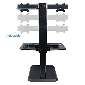 Dual Monitor Desk Converter, Adjustable Standing Desk Converter, Standing Desk Workstation with VESA Mount, Black