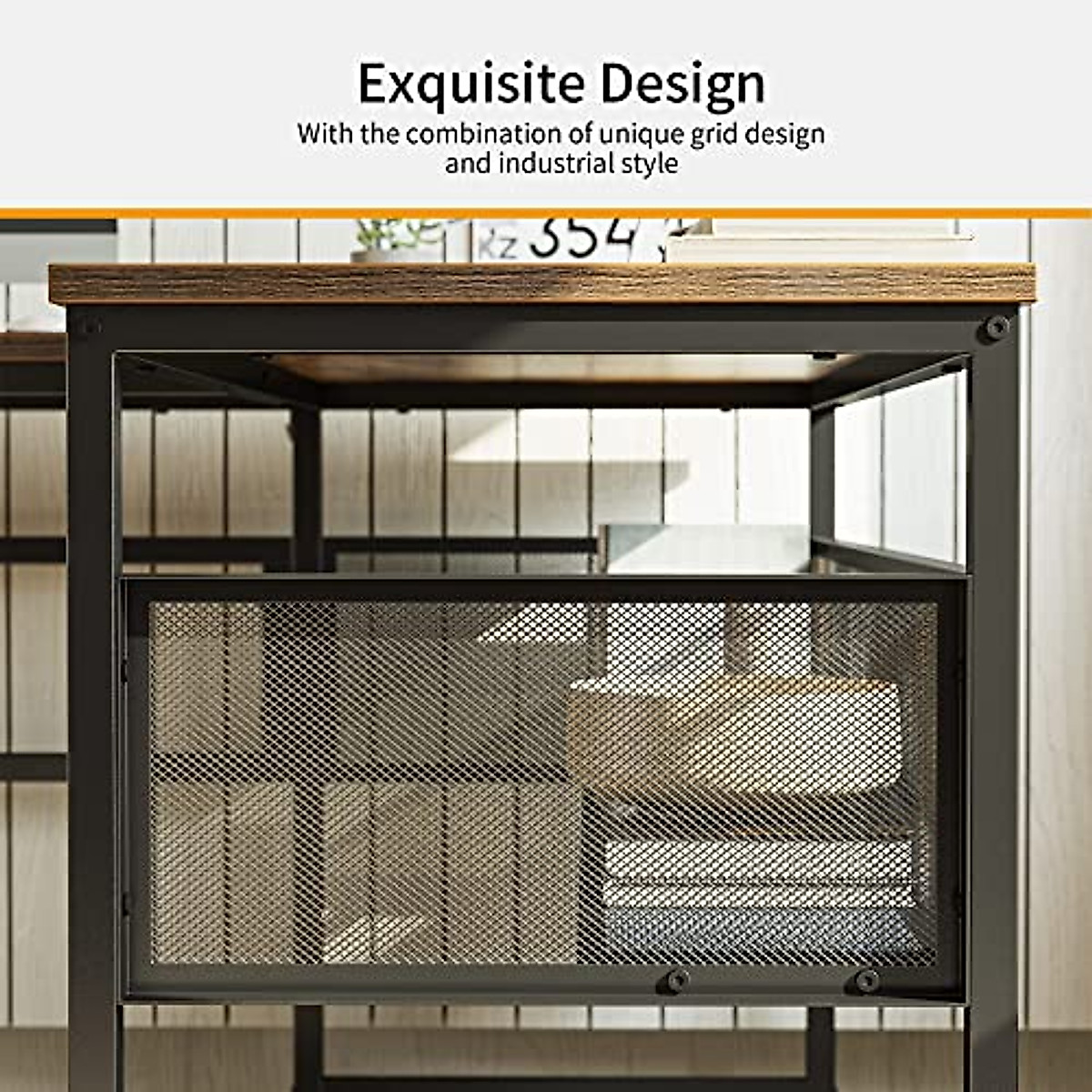 CubiCubi L Shaped Desk with Storage, 59.1 Inch Corner Computer Desk with Shelves, Home Office Workstation for Study or Working, Rustic Brown