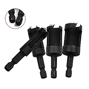 4pcs Wood Plug Hole Titanium Coated Cutter Drill Bits Set 6mm/10mm/13mm/16mm Cutting Dowel Power Woodworking Cork Hole Saw Tool Hex Shank
