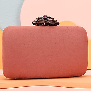 Fawziya Evening Clutch Bling Rhinestone Rose Velvet Novelty Medium Purses For Women Formall-Pink