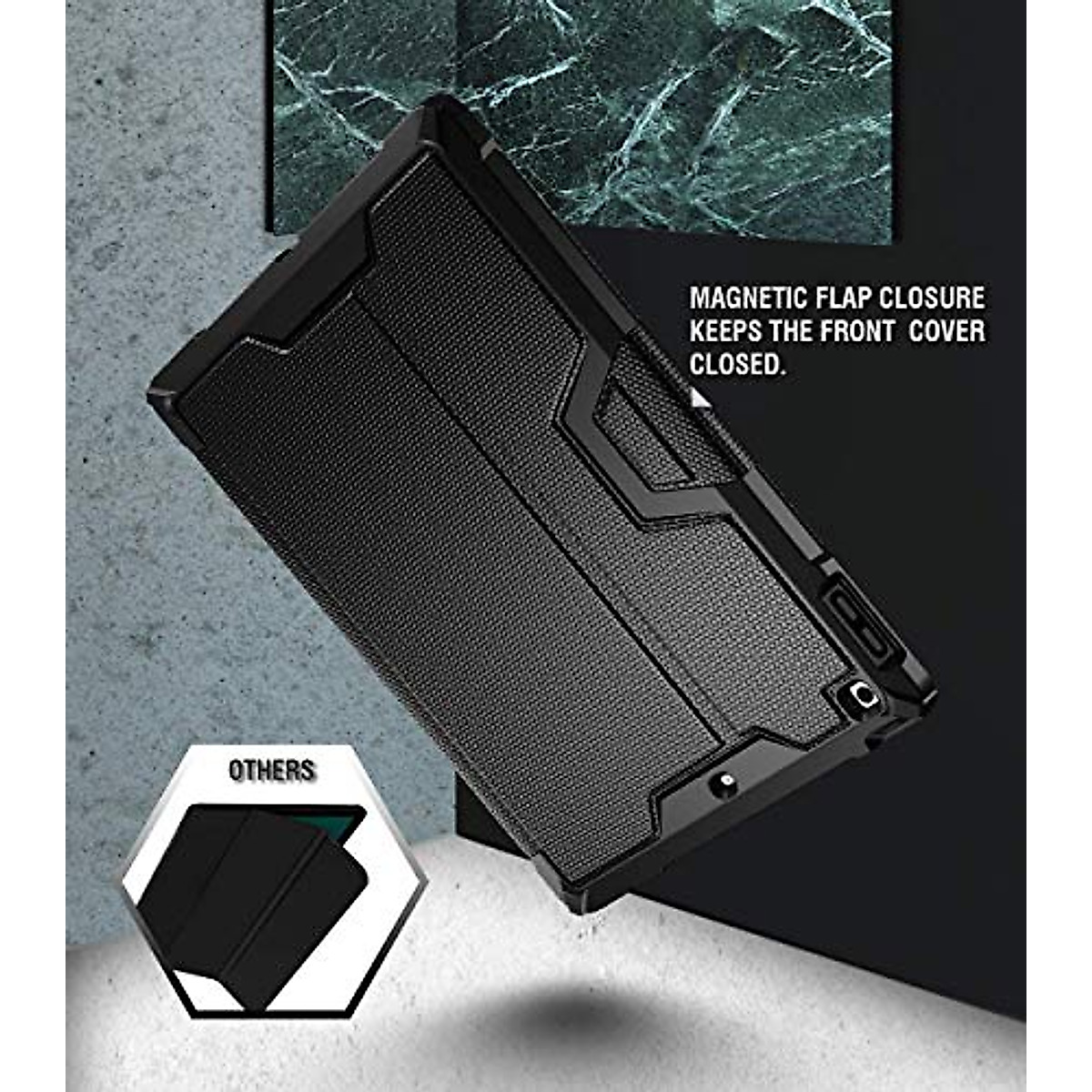 Poetic Explorer Case Designed for iPad 10.2 9th Generation (2021) / 8th Gen (2020) /7th Gen (2019) Case, Full Body Rugged Stand Folio Cover Case, Built-in Screen Protector and Pencil Holder, Black