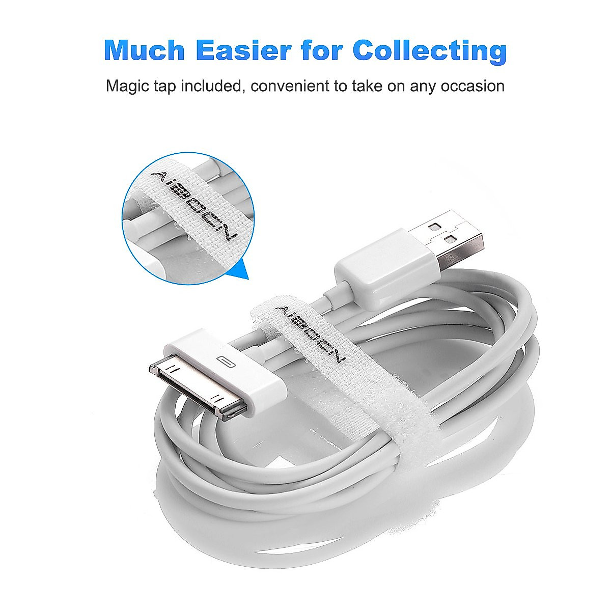 Aibocn MFi Certified 30 Pin Sync and Charge Dock Cable (New Packaging × 2 Pack)