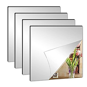 Jitejoe Wall Mirror Tiles,8''x8''x4PCS,Full Length Tiles,Flexible Full Body Mirror for Bedroom,Living Room,Acrylic Wall-Mounted Mirrors,Frameless Tiles (8''x8''-4PCS)