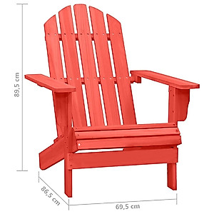 Tidyard Patio Adirondack Chair Solid Fir Wood Red Outdoor Fire Pit Chair Wooden Garden Armchair for Porch Pool Lawn Deck Backyard Balcony Outdoor