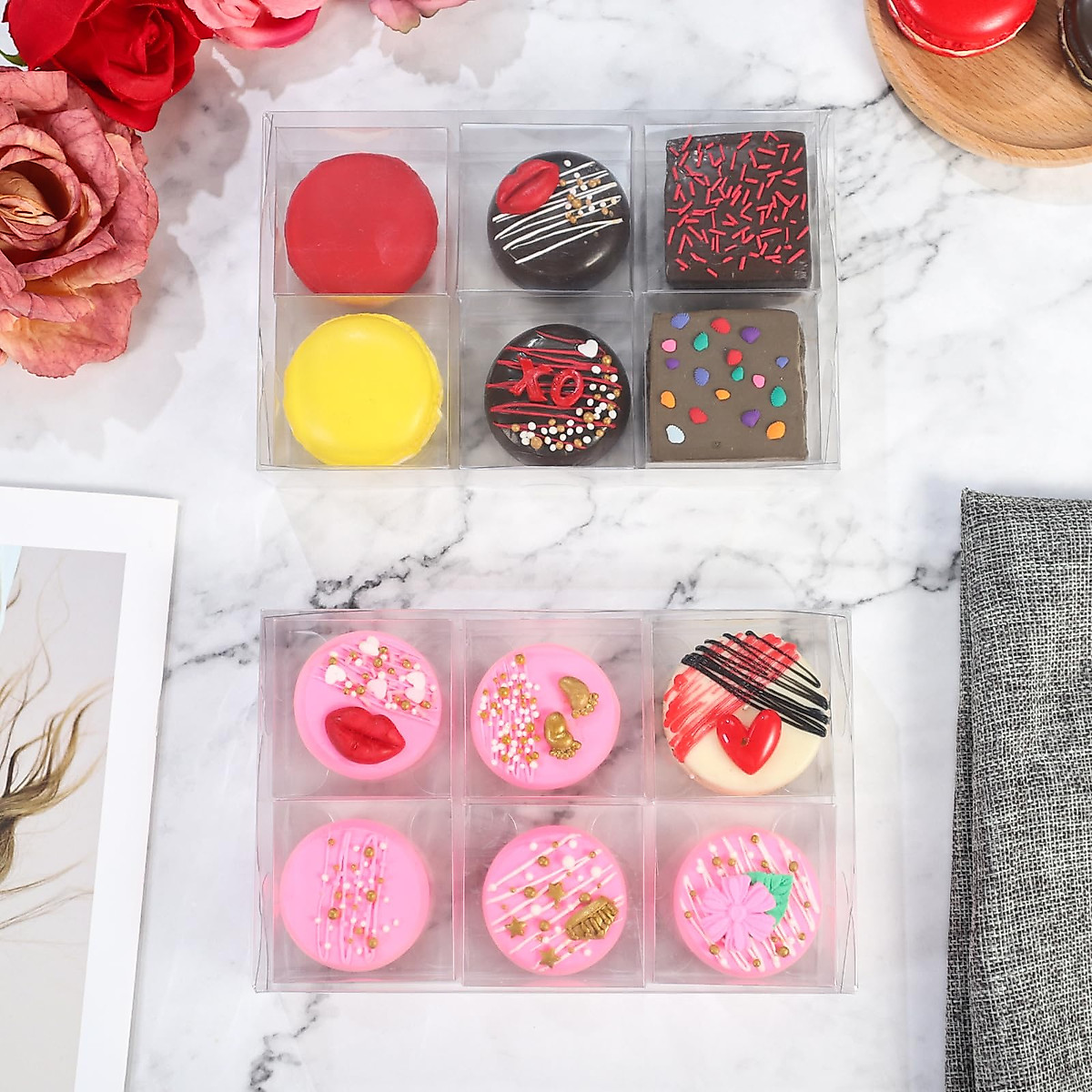 ROSPAKTEK 50Pcs 2.17x2.17x1.38 Inch Single Chocolate Covered Ore Boxes Macaron Boxes Brownie Boxes Treat Boxes Candy Boxes Small Gift Boxes for wedding Bridal Shower Birthday Party Favors