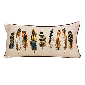 Donna Sharp Throw Pillow - Mojave Red Southwest Decorative Throw Pillow with Feather Pattern - Rectangle