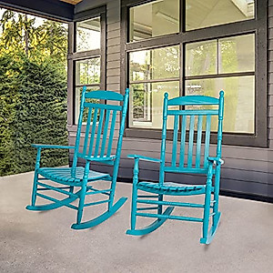 Set of 2 Outdoor Rocking Chairs, Outdoor Indoor Oversized Patio Rocker Chair High Back Rocker for Garden, Lawn, Balcony, Backyard and Patio Porch Rocker, Load Bearing 330 lbs (Blue)