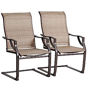 BALI OUTDOORS All-Weather Spring Motion Textile Patio Dining Chairs Set of 2 for Outdoor Lawn Garden Backyard