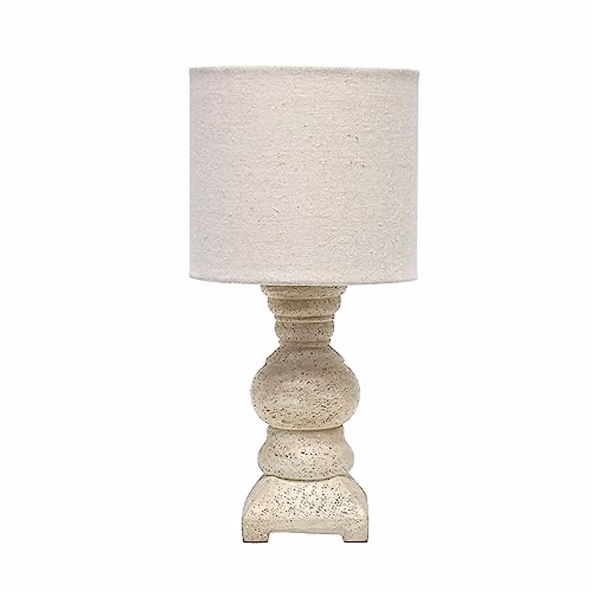 Elegant Designs LT3330-BGE 12.5" Country Farmhouse Petite Textured Column Table Desk Lamp with Drum Fabric Shade, Beige