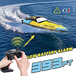 DEERC Brushless RC Boat, 30+ mph Fast Remote Control Boats with Never Capsize&Low Battery Alarm Function, 2.4GHz Racing Boat with LED Lights for Pools&Lakes, Speed Boat Toy for Adults Boys&Girls