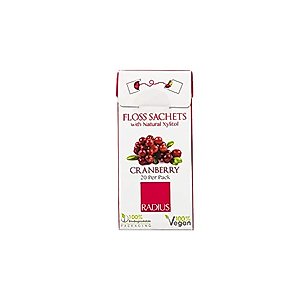 RADIUS Travel Vegan Dental Floss SACHET SINGLE Cranberry Vegan, 20 Count