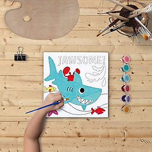 goldentime 4 Packs 8 inch Pre Drawn Canvas Kit, Paint by Numbers for Kids,Stretched Canvaes with Picture, Pre-Printed Acrylic Painting Set Age 8-12 9-12 4-8